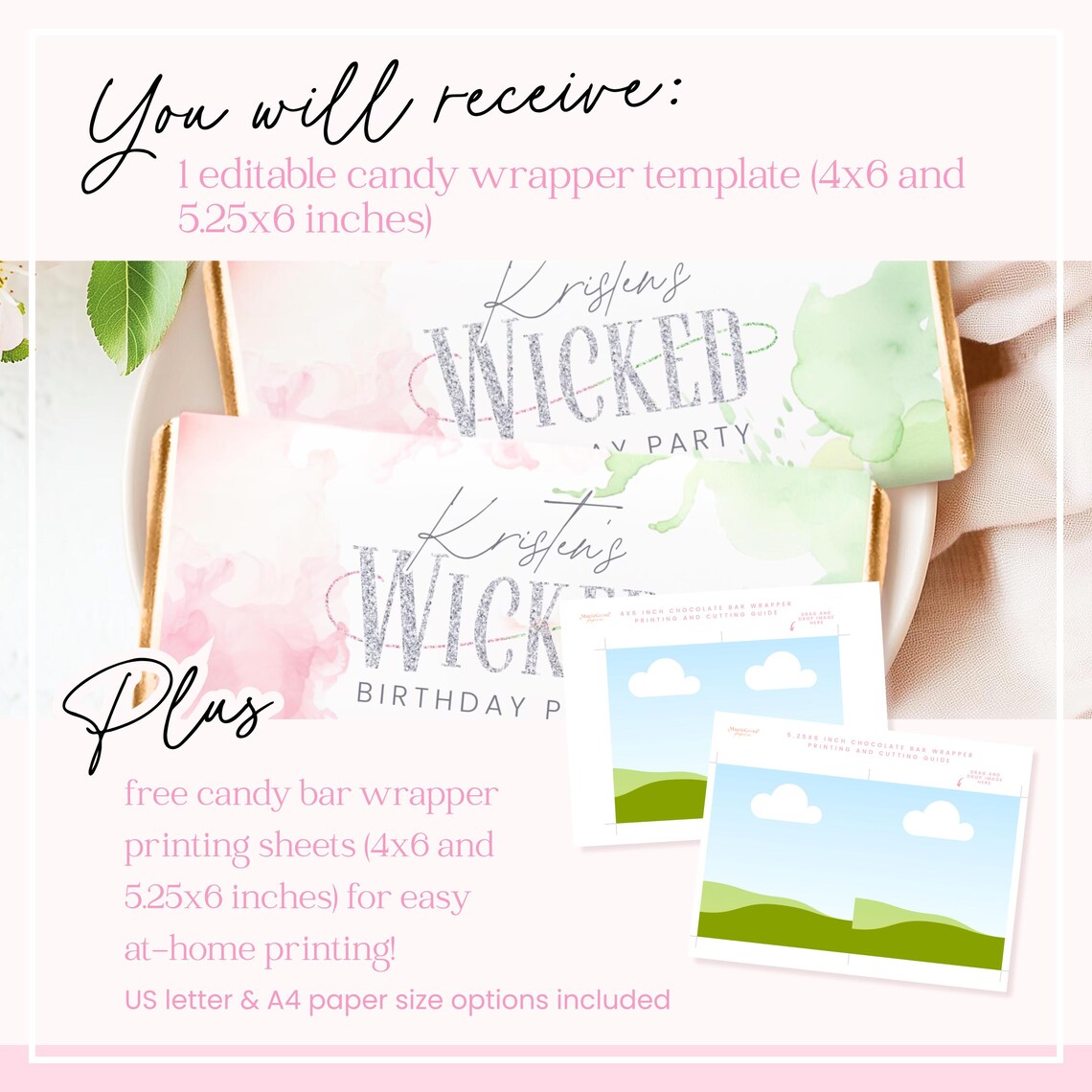 Wicked Birthday EDITABLE Chocolate Bar Wrapper Template, Wicked Good ...