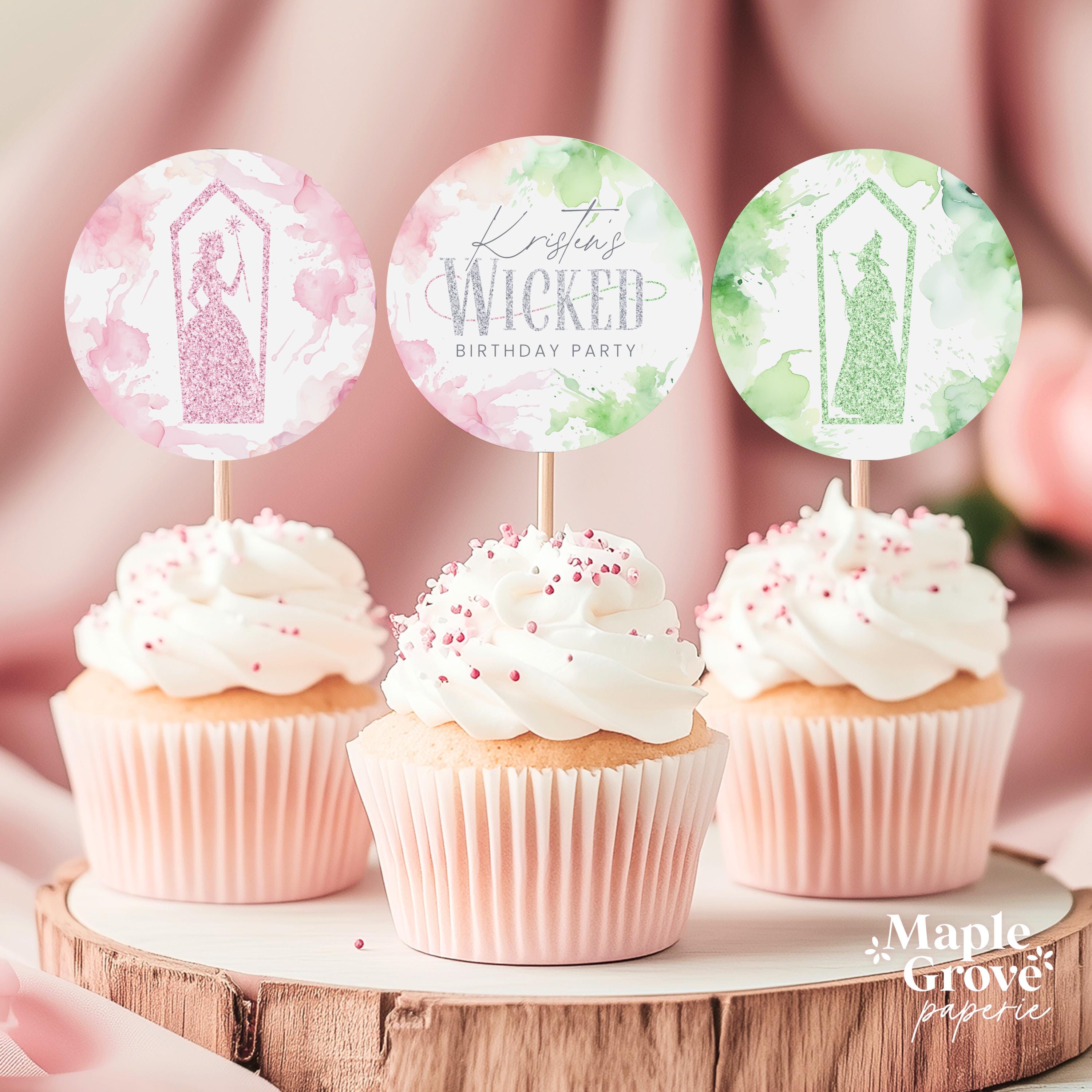 Wicked EDITABLE Cupcake Toppers Template, 2x2 Inches, Wicked Birthday ...