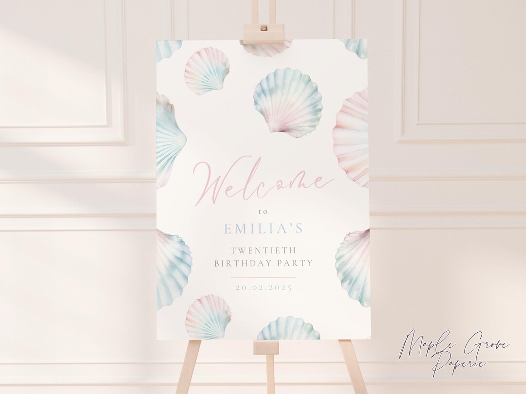 Seashells Welcome Sign, Ocean Coastal Theme Party Welcome Board, Summer ...
