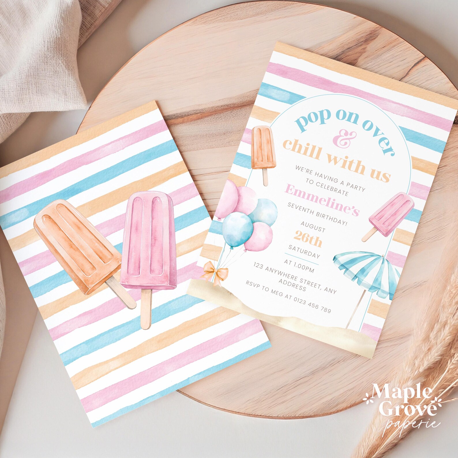Popsicle EDITABLE Birthday Invitation Template, Pop on Over and Chill ...