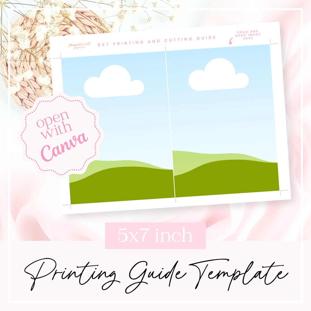 5x7 Inches Invitation Printing Cutting Guide Canva Template, Print ...