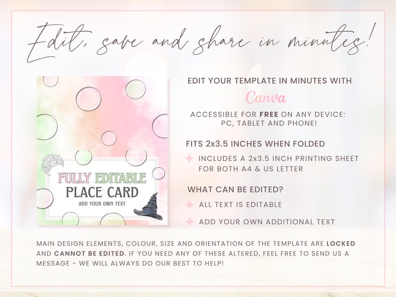 Wicked Birthday EDITABLE Place Card Template, Wicked Theme Party ...