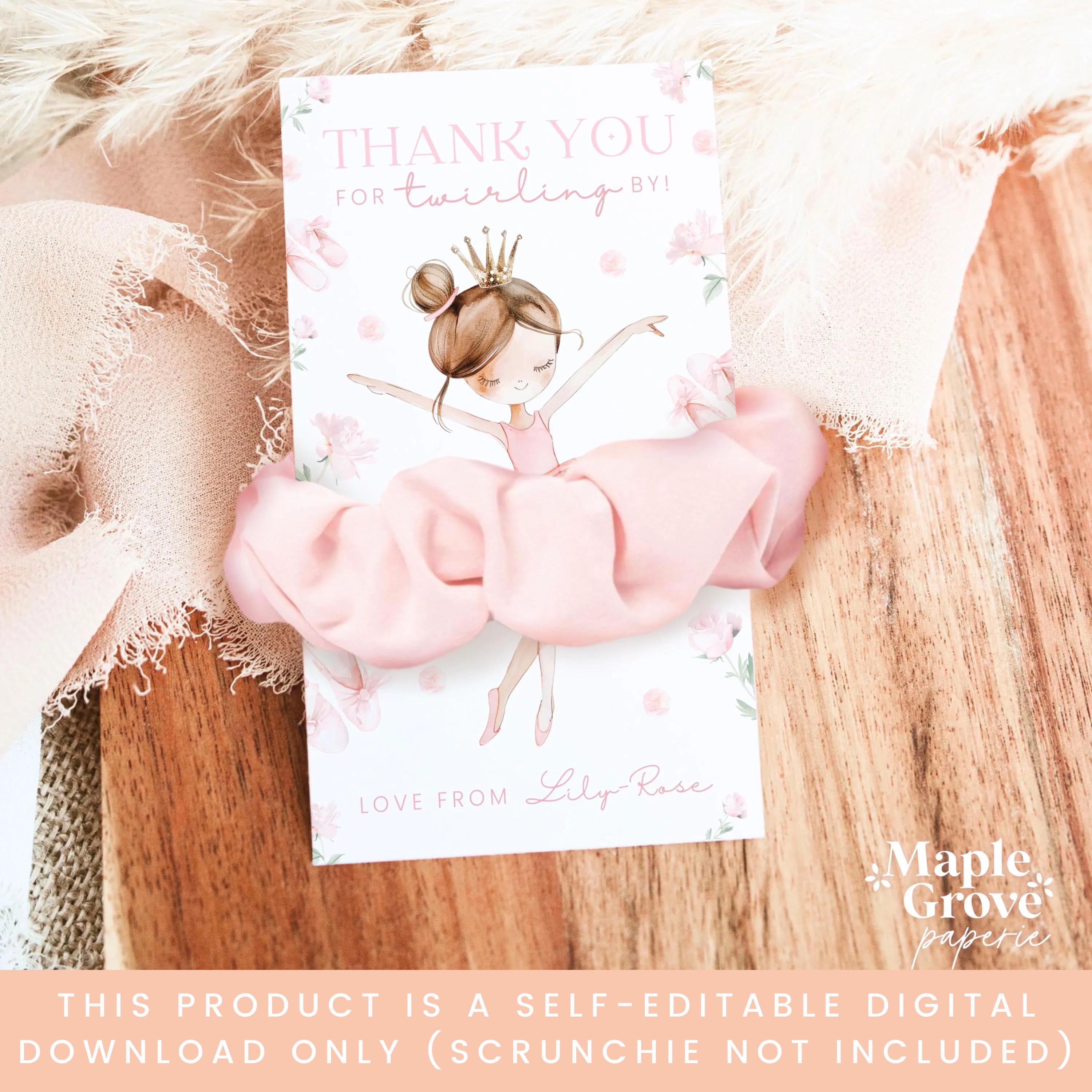 Pink Ballerina Tutu Scrunchie Card Party Favour PRINTABLE Template ...