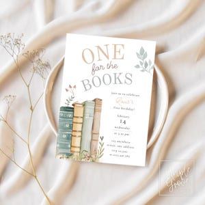 One for the Books! First Birthday Editable Birthday Invitation Template ...