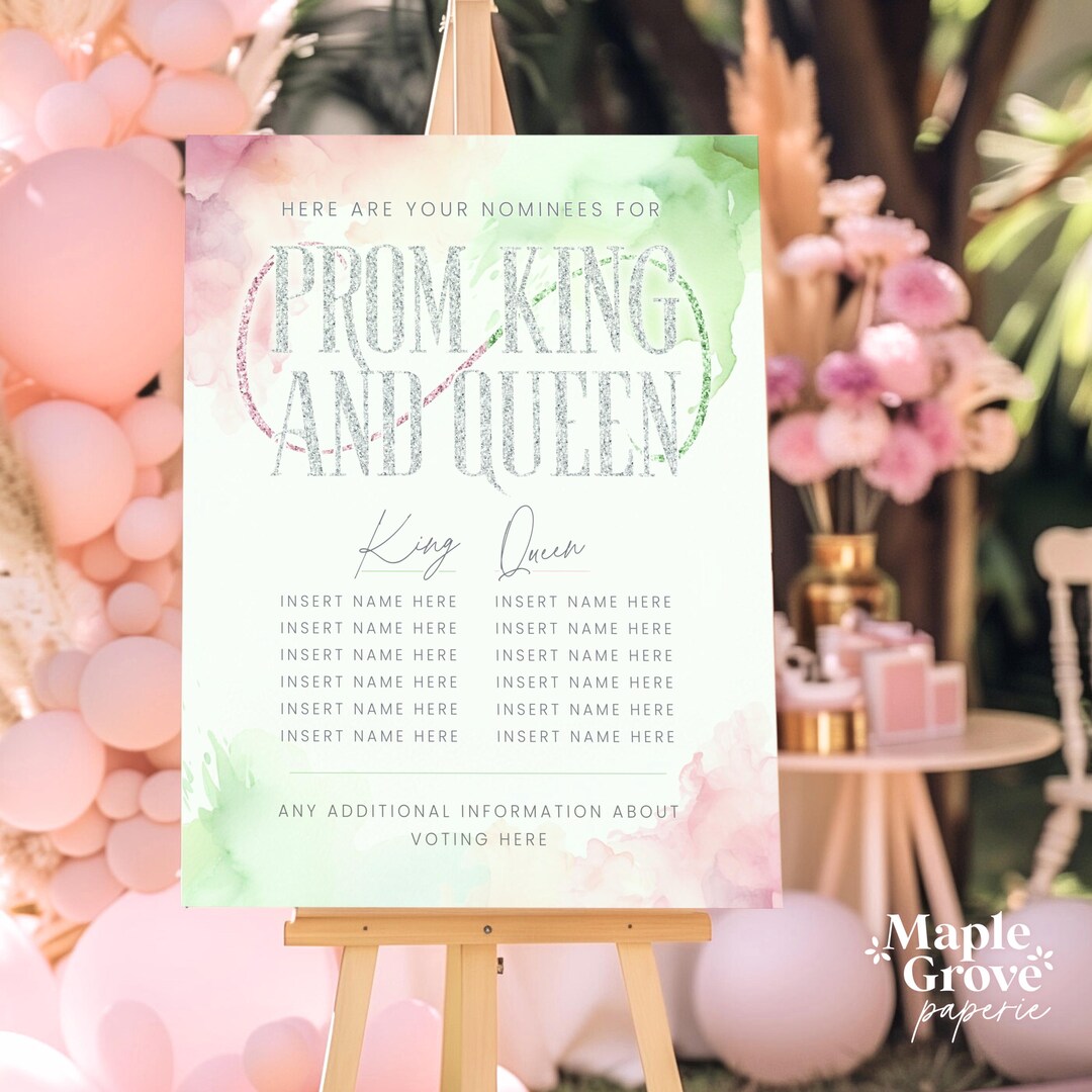 Wicked Prom Editable King and Queen Nominees Sign Board Poster Template ...