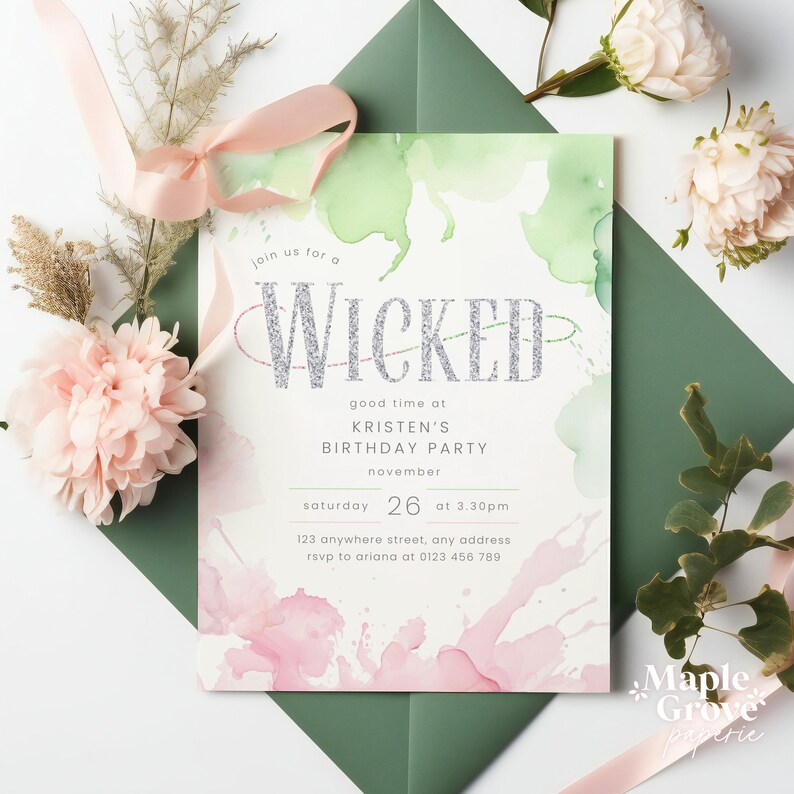 Wicked Birthday Editable Birthday Invitation Template, Wicked Good ...