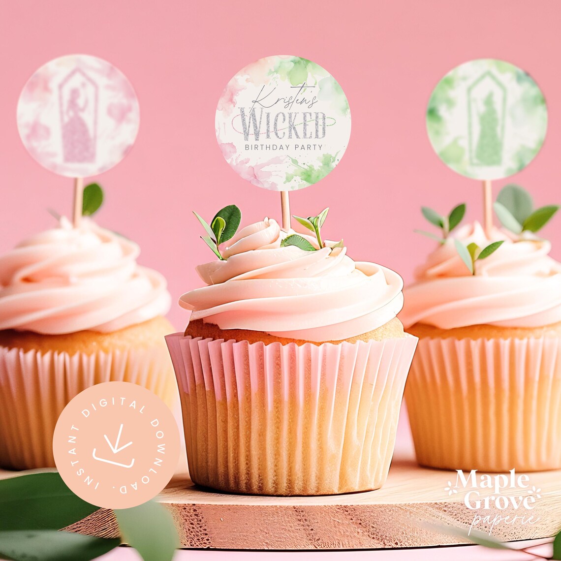 Wicked EDITABLE Cupcake Toppers Template, 2x2 Inches, Wicked Birthday ...