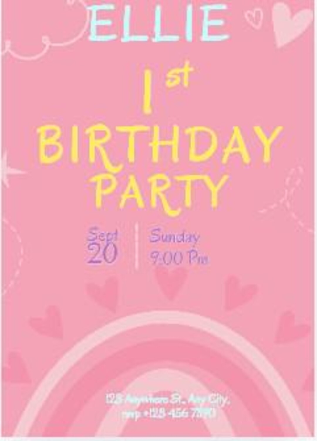 Editable Birthday Party Invitation, Text Invitation, Rainbow Birthday ...
