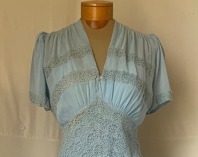 Powder Blue Silk 1950’s Vintage Midi Gown/dress - Powder Blue Taffeta ...