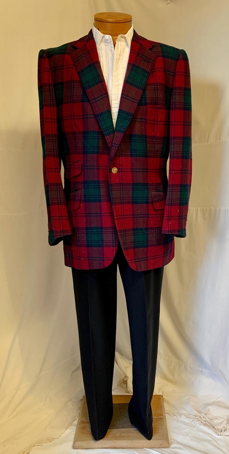 1920s, 42" Chest Red and Black Wool Plaid Jacket - Etsy