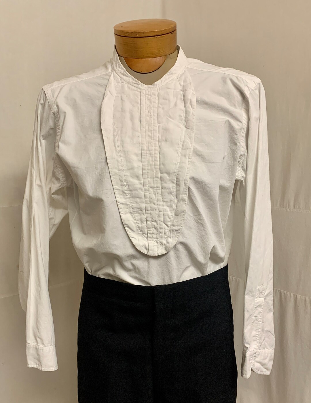 1900, 15" Neck, Plain Cotton Boiled Front Bib Shirt - Etsy