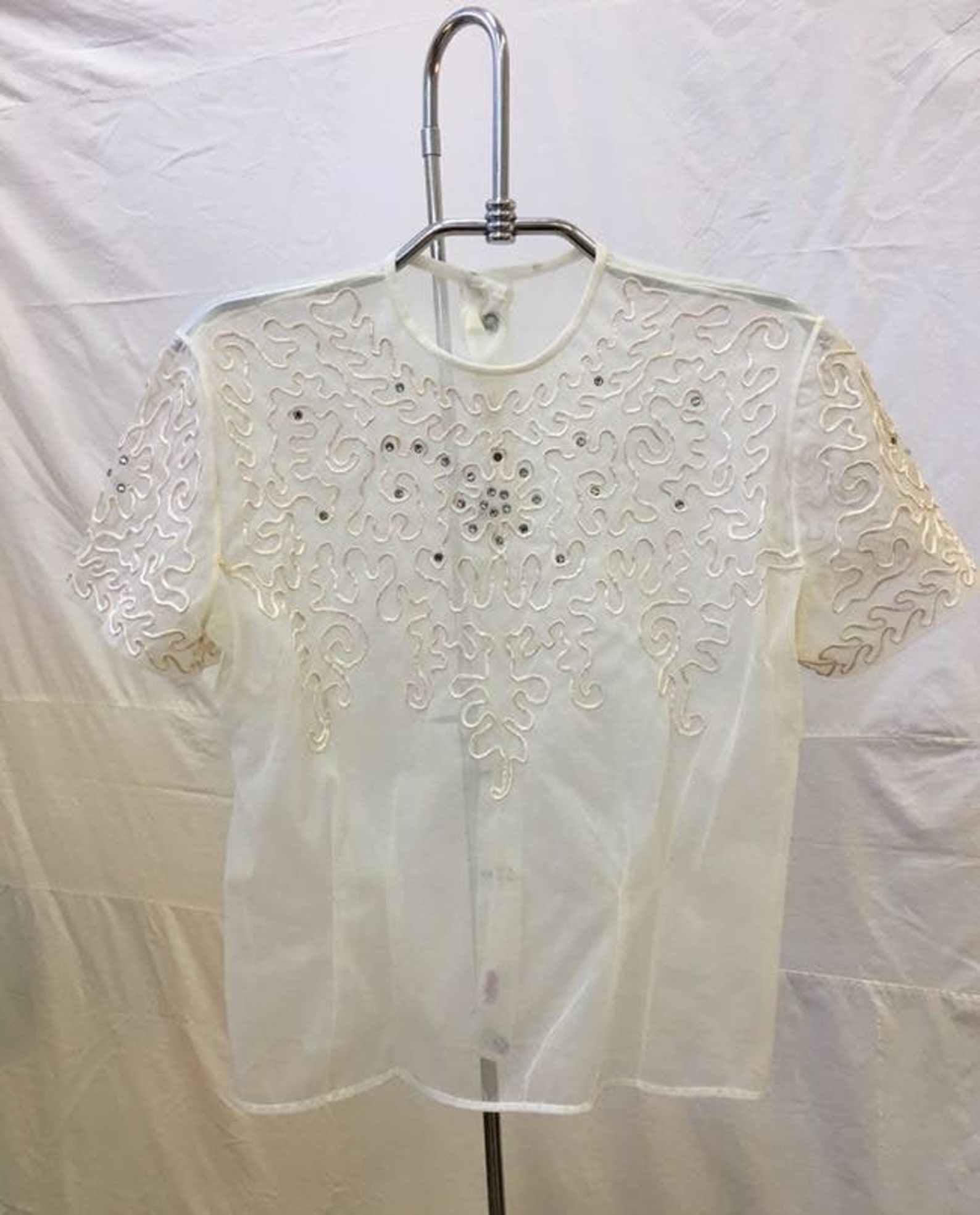 1950s, 38" Bust, See Through White Nylon Blouse - Etsy