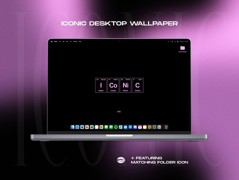 Iconic Desktop Wallpaper With Folder Icon, Laptop Wallpaper, MacBook ...