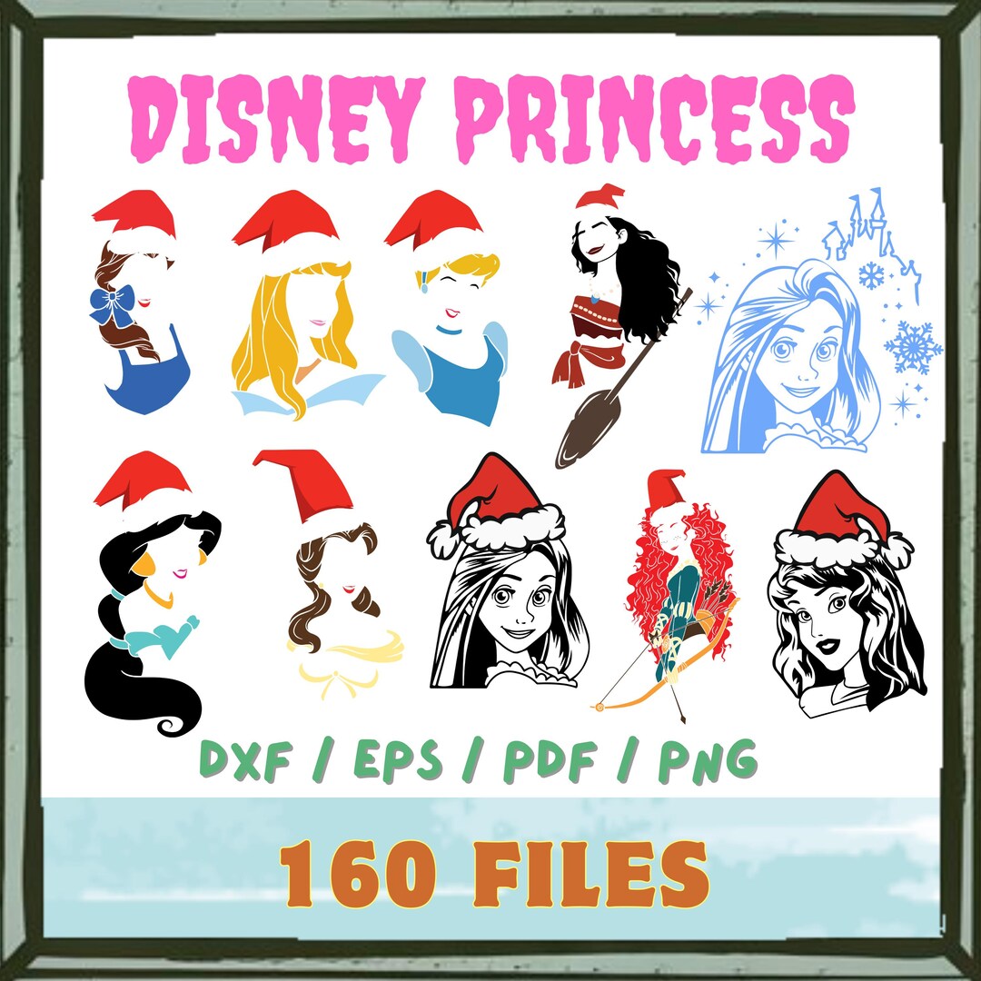 160 Disney Princess Svg Bundle ,cricut Silhouette Files ,princess ...