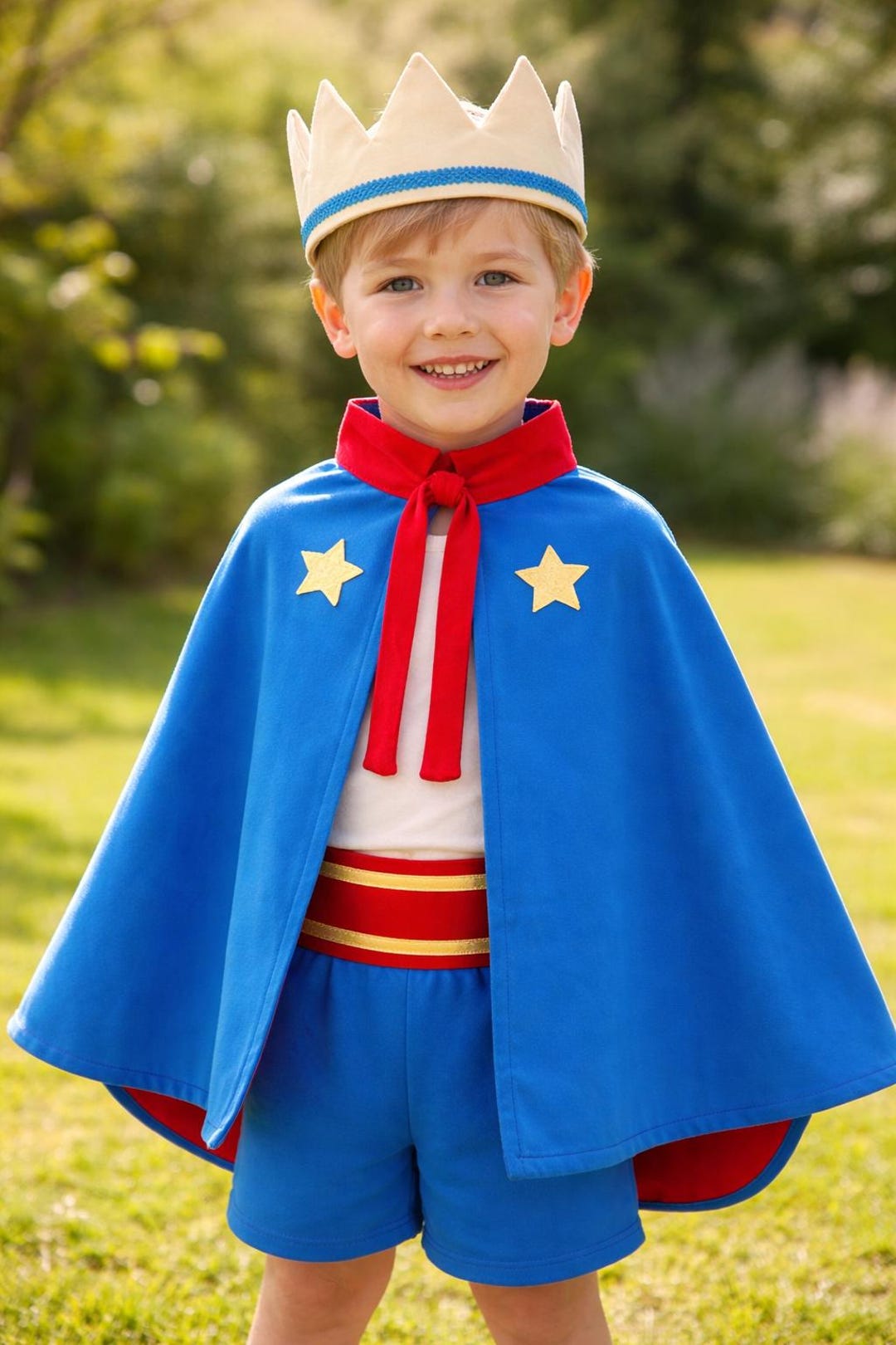 Royal Blue Kids Cape Costume Set – Cape + Crown + Belt – Storybook ...