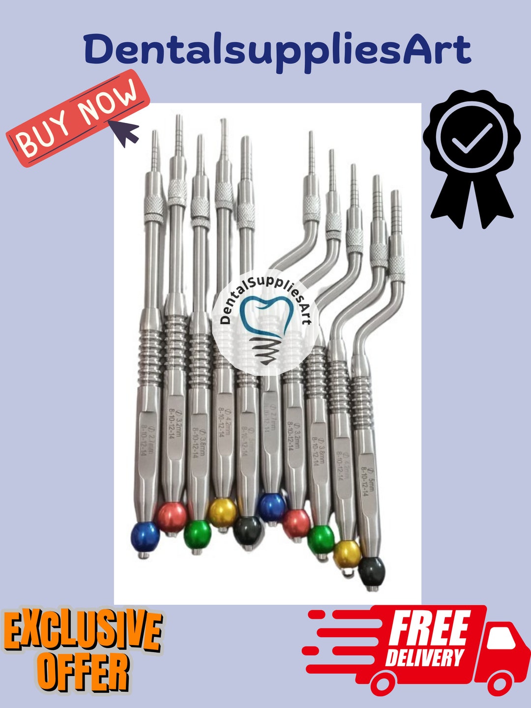 Dental Implant Sinus Lift Straight Offset Curve Concave Osteotomes Set ...
