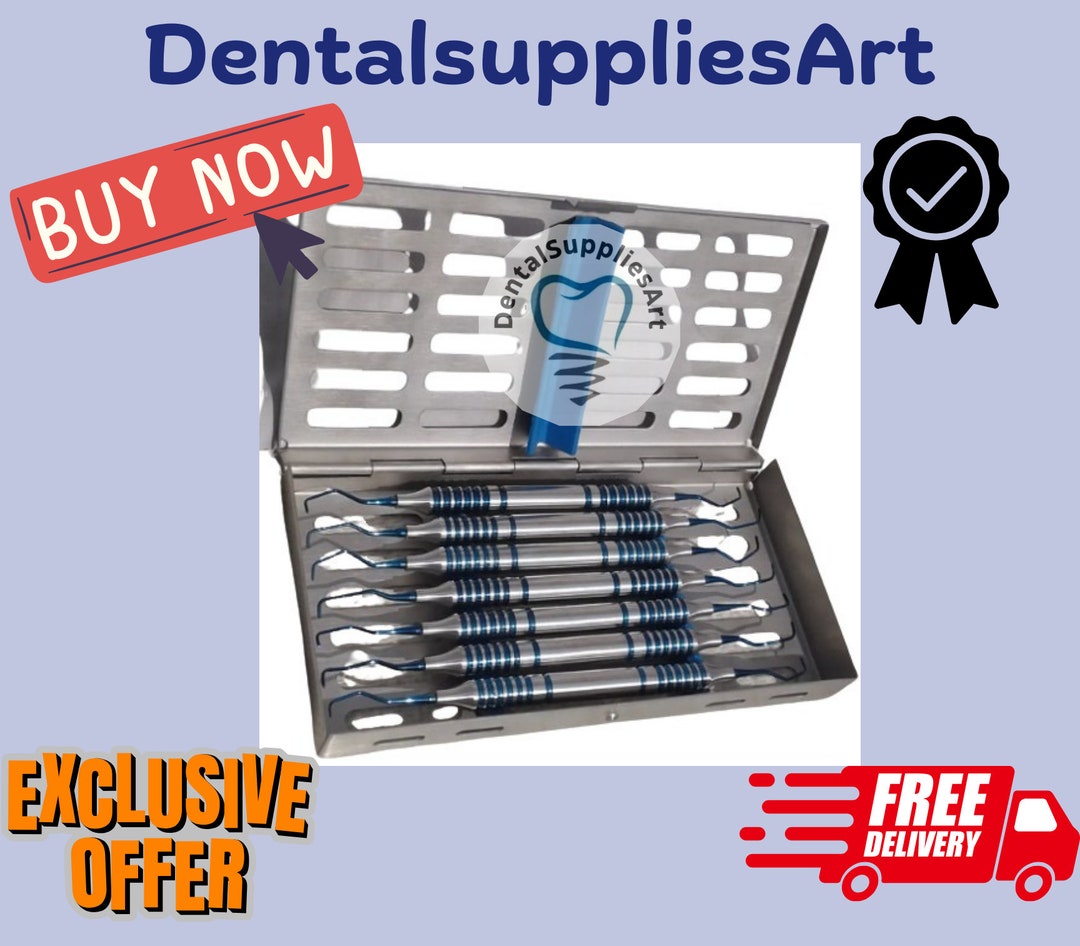 Dental Periodontal Gracey Curette Set Titanium Coated Hollow Handle Kit ...