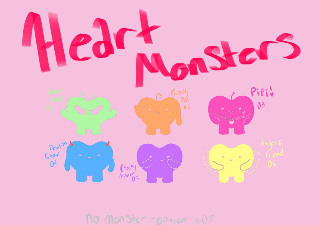 Additional Heart Monsters - Etsy