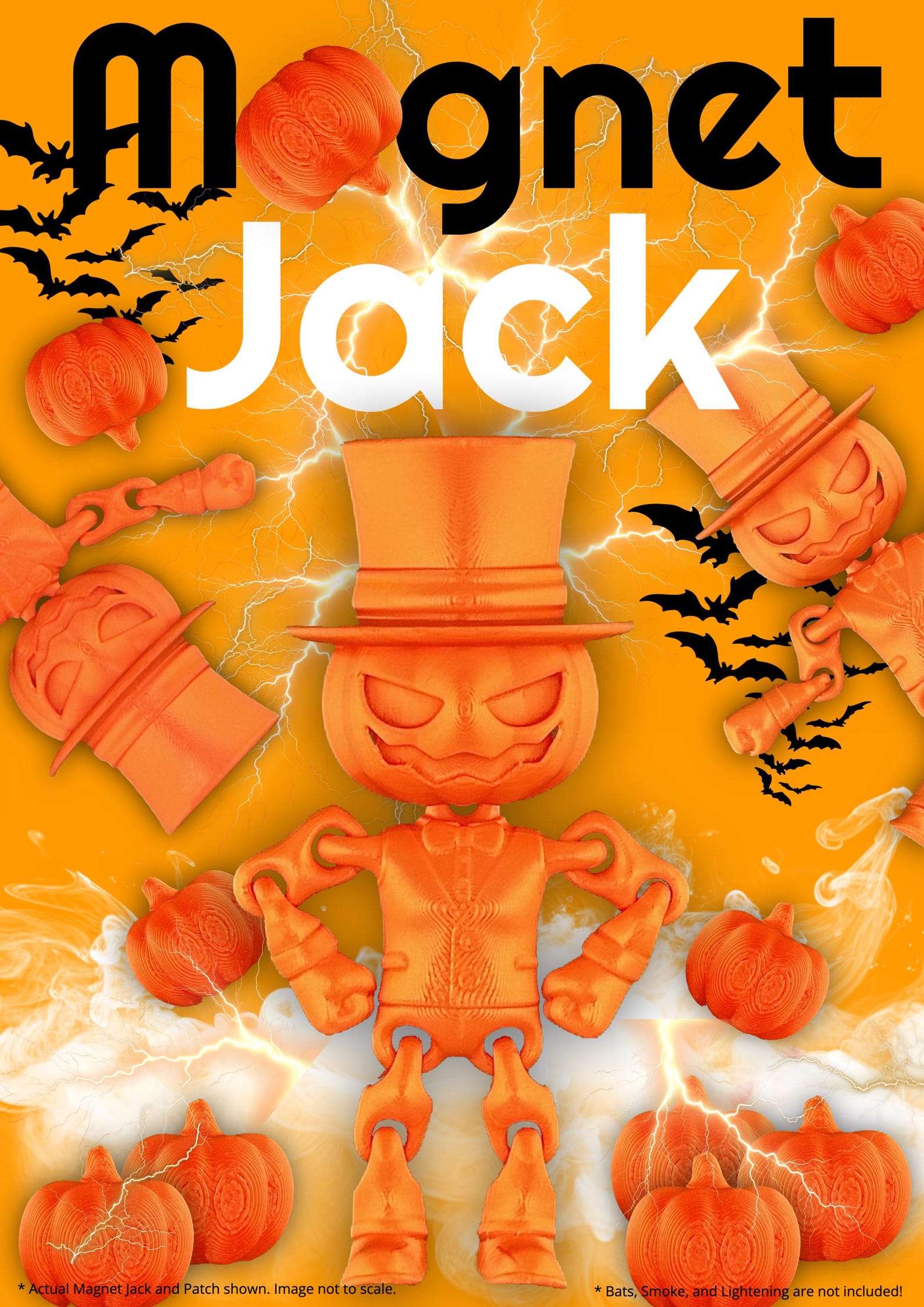 Magnet Jack Articulated Halloween Fidget Toy Poseable Pumpkin Desk Toy ...