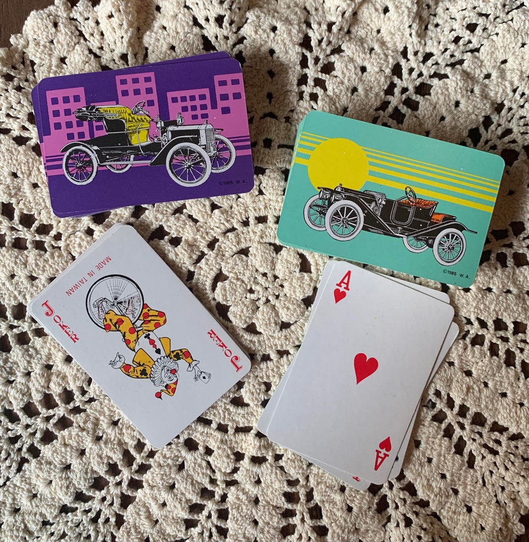 Vintage 1985 W.A. Playing Cards With Wood Storage Box - Etsy