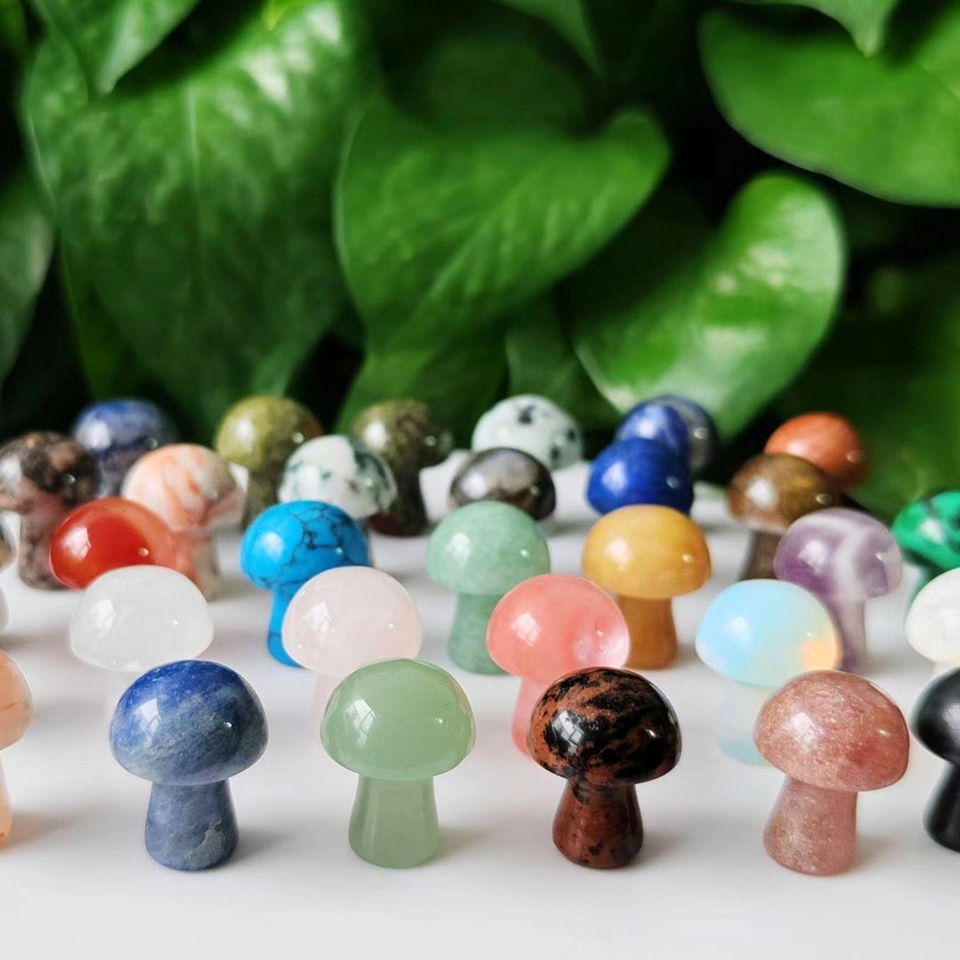 0.8" Mini Crystal Mushroom, Natural Crystal Mushroom, Mushroom Carved ...