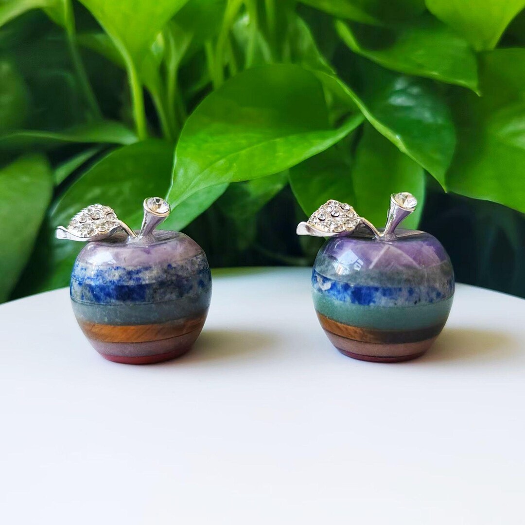 1.2'' Hand Carved Crystal Apple, Gemstone Apple, Colored Apple Crystal ...