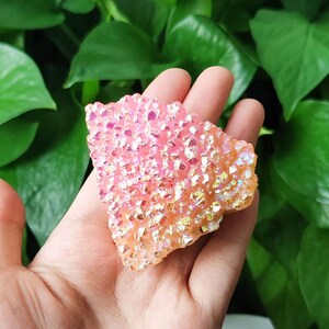 Pink Aura Quartz Clusters Rough Crystal, Pink Crystal Cluster, Crystal ...