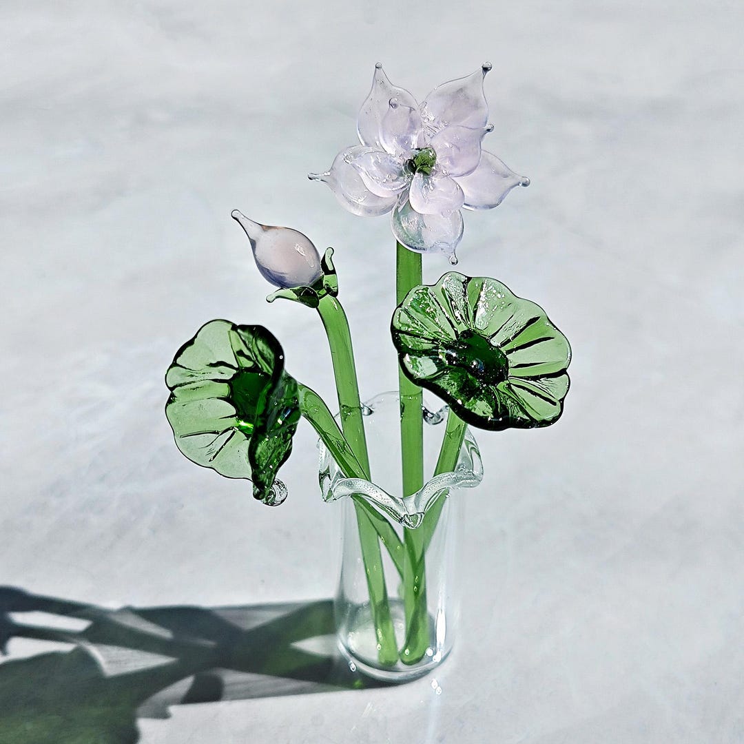 Mini Glass Lotus Bouquet, Glass Plants, Mini Flower Figurine ...