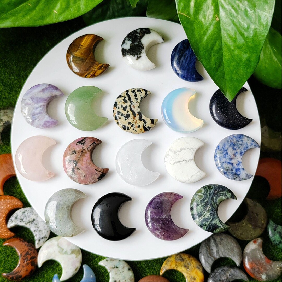 1.2 " Crystal Carved Moon, Gemstone Moon, Natural Crystal Moon, Moon ...