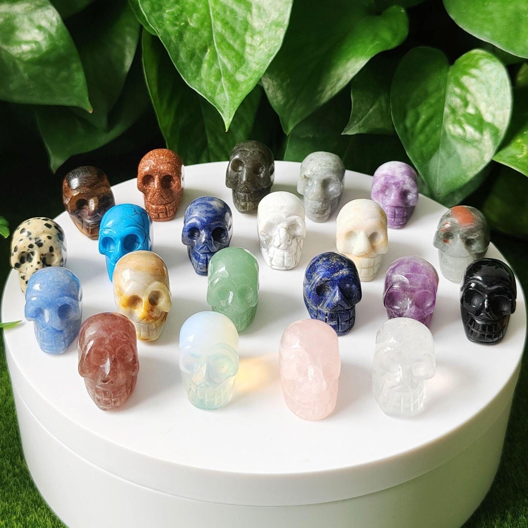 1" Mini Skull Figurine, Natural Crystal Skull, Hand Carved Skull ...
