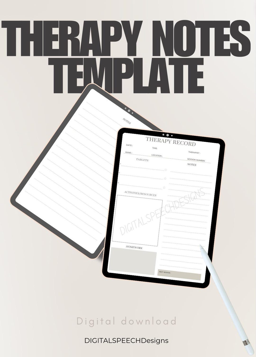 Therapy Record / Note Keeping Template, Speech Therapy, Health - Etsy