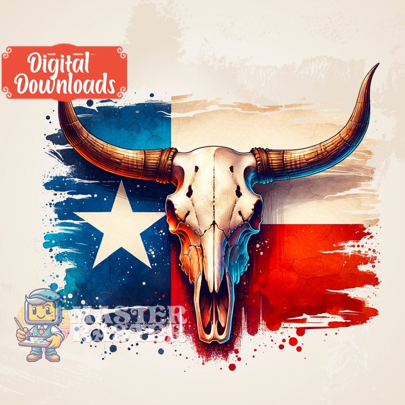 Texas Cow Skull Png, Longhorn Png, Boho Hunter Shirt Png, Western Jpeg ...