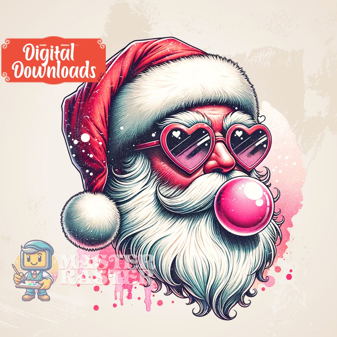 Cute Santa Claus With Gum PNG, Files for Sublimation, Santa Png ...