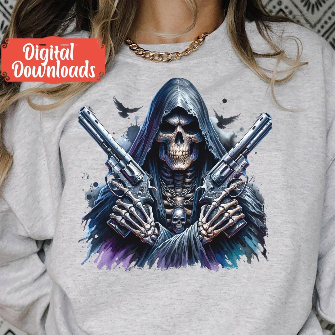Grim Skull With Guns Png, Grim Reaper Clipart, Death Angel Jpeg, Die ...