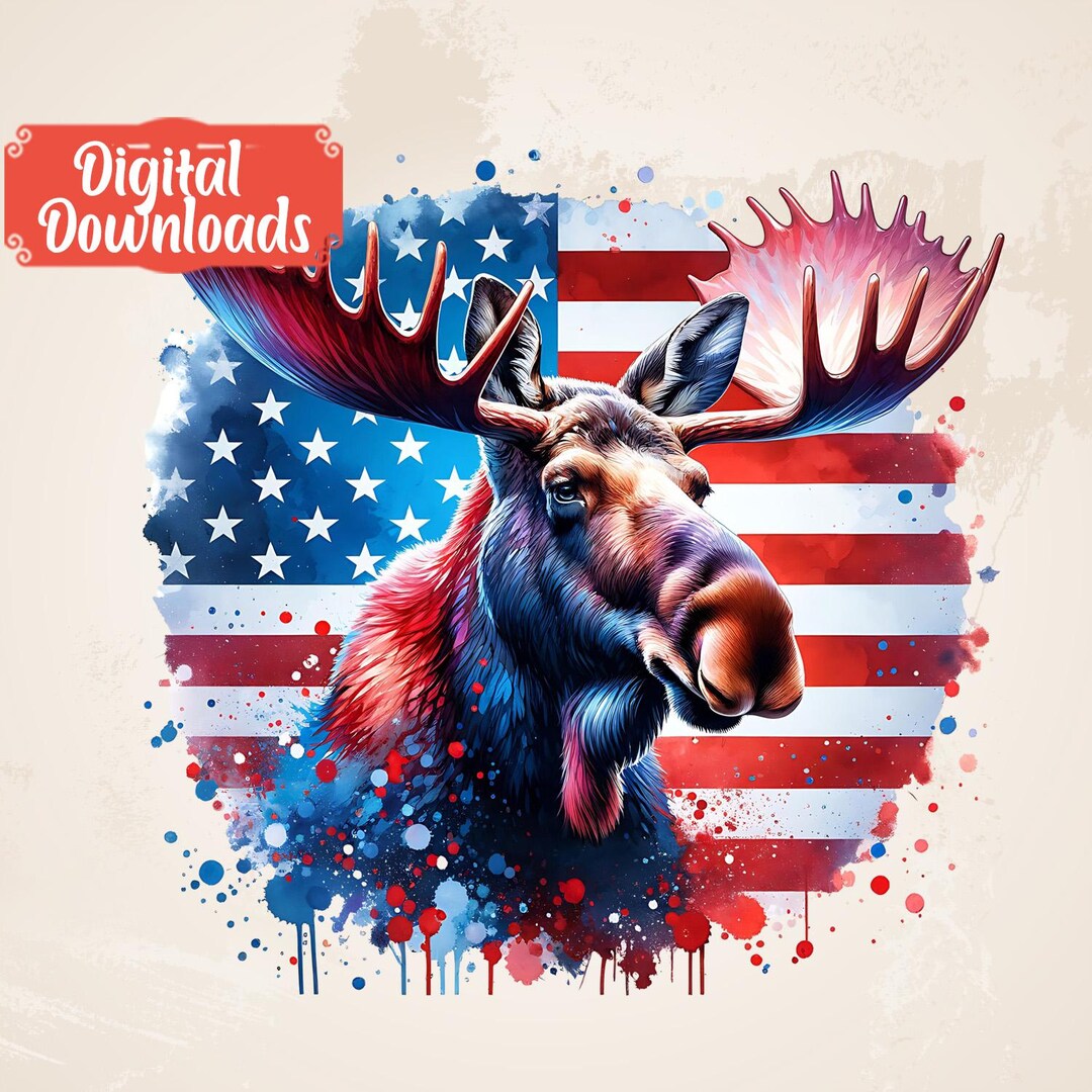 Moose Png, Outdoor Clipart, US Flag Zoo Animal Jpeg, Safari Life Jpg ...