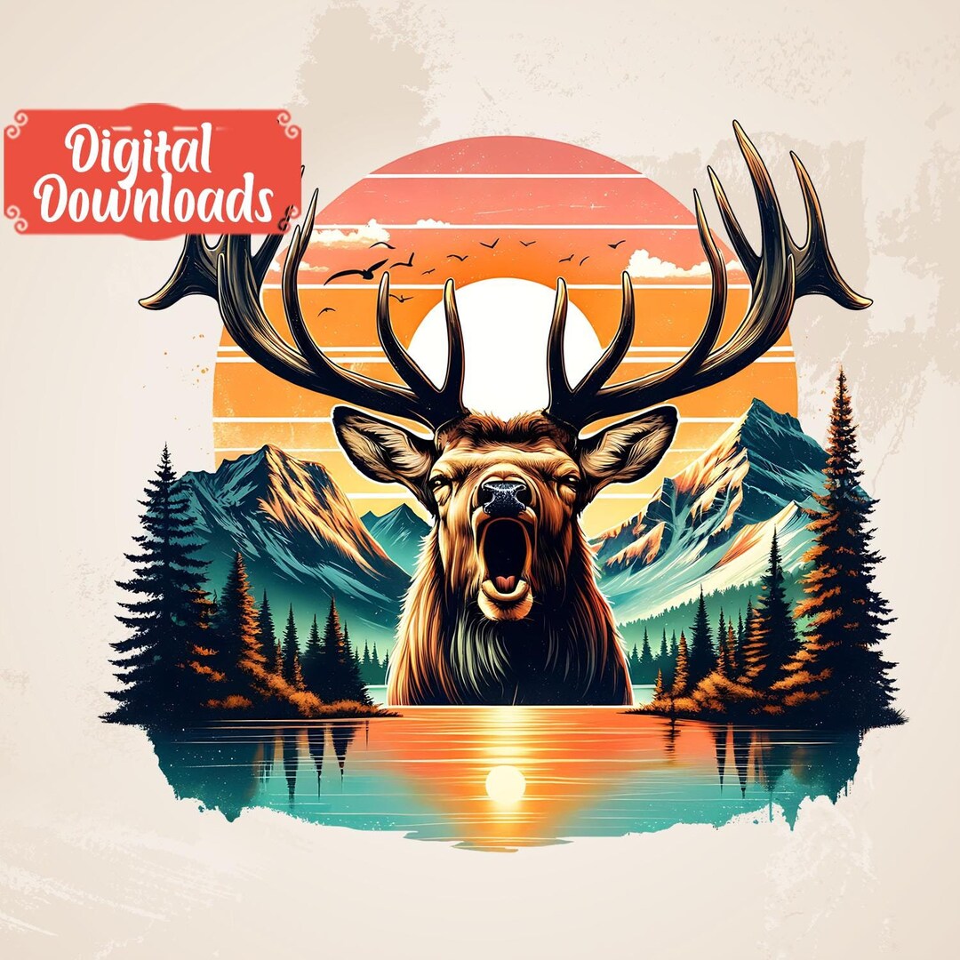 Elk PNG, Elk Deer Clipart, Mountain Scene Jpeg, Hunter Dad Shirt Png ...