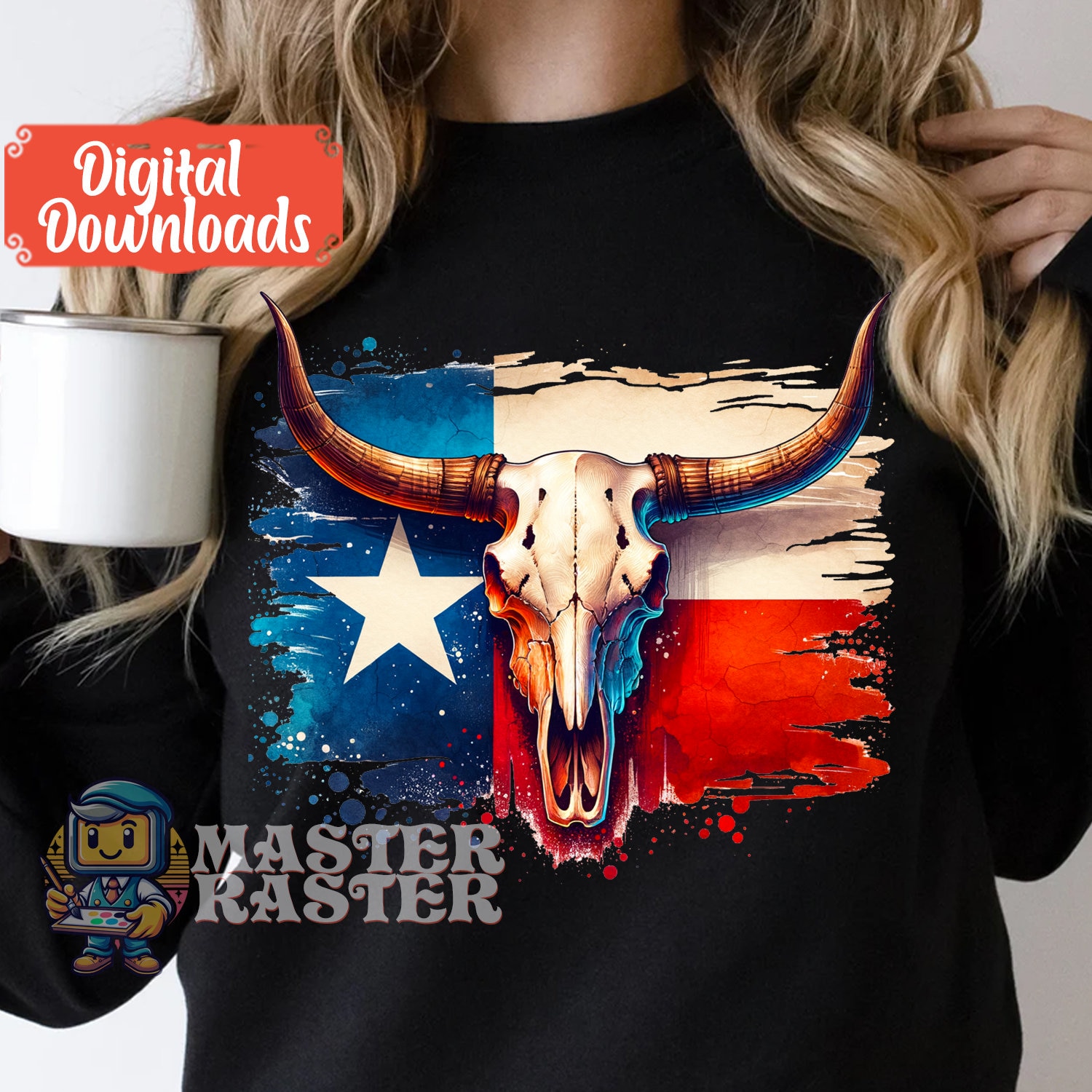 Texas Cow Skull Png, Longhorn Png, Boho Hunter Shirt Png, Western Jpeg ...