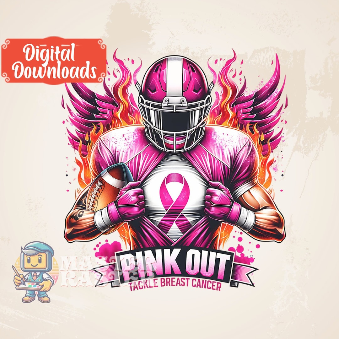 Pink Out Football Png, Files for Sublimation, Tackle Breast Cancer Png ...