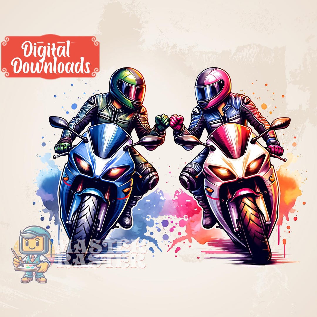 Bikers Partners Fist Bump PNG, Biking in Tandem Png for Sublimation ...