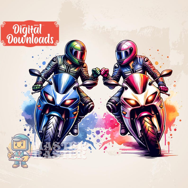Bikers Partners Fist Bump PNG, Biking in Tandem Png for Sublimation ...
