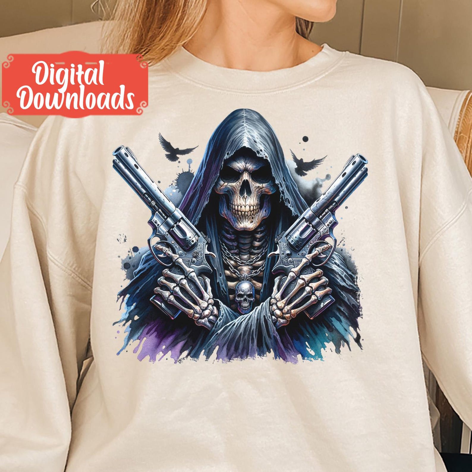 Grim Skull With Guns Png, Grim Reaper Clipart, Death Angel Jpeg, Die ...