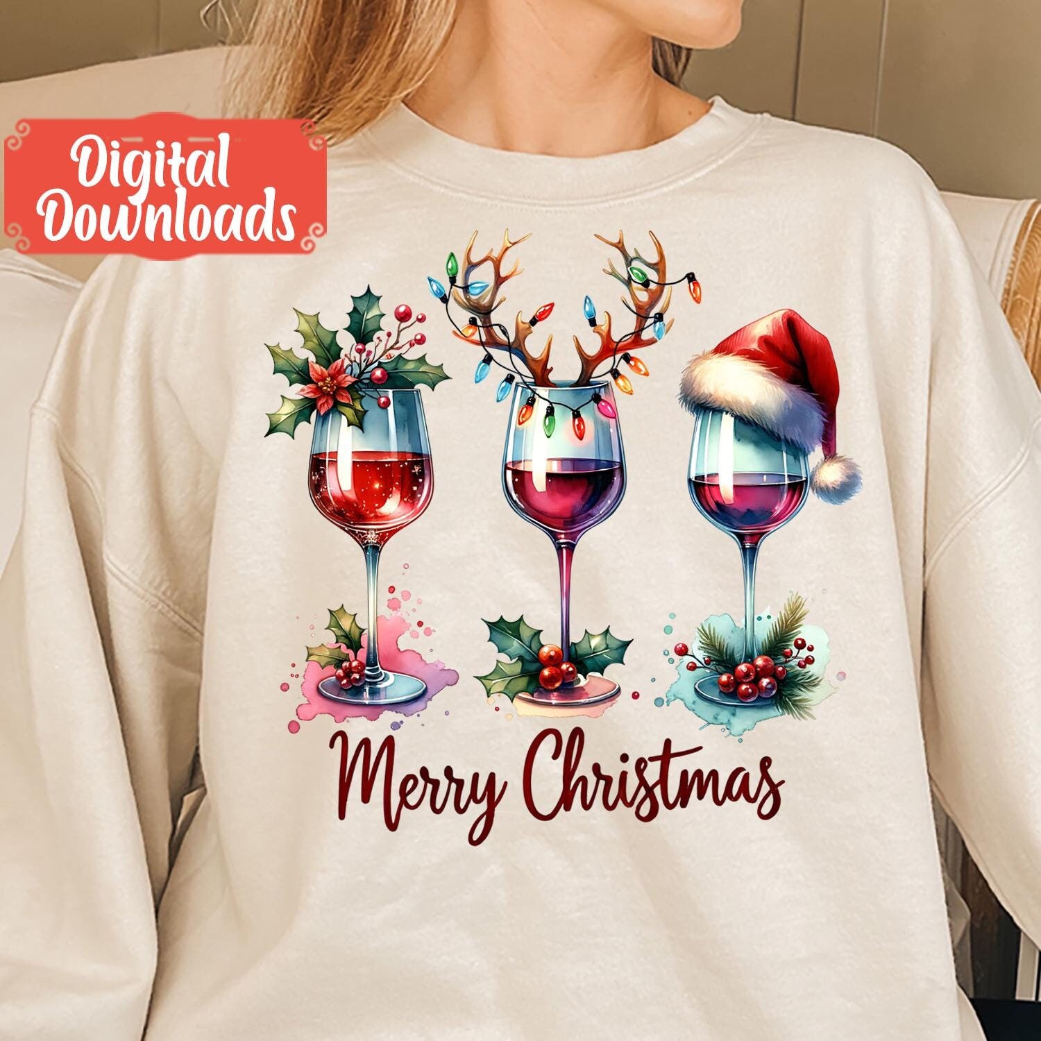 Wine Merry Christmas Png, Holiday Cheers Png, Christmas Cocktails Jpeg ...
