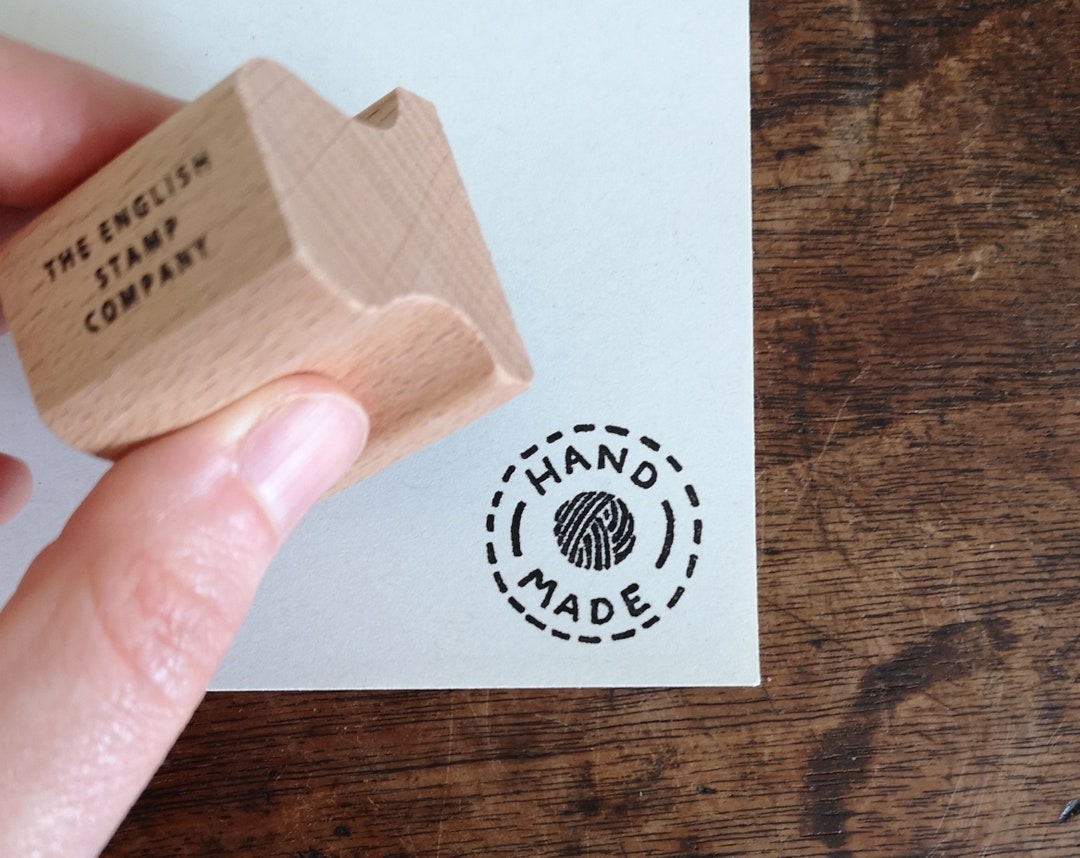 Rubber Stamp - Tiny Hand Made With Yarn - Etsy UK