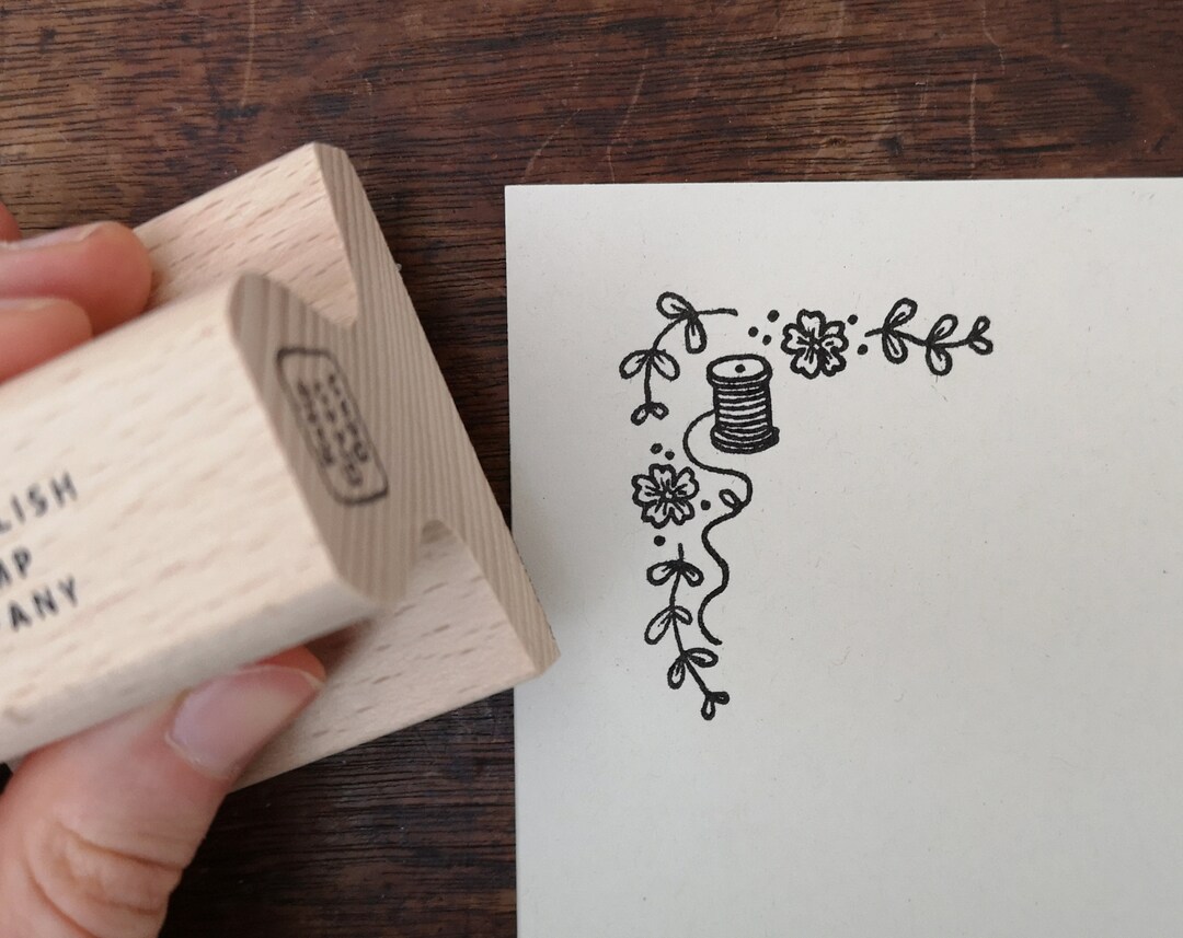 Rubber Stamp - Corner With Thread - Etsy