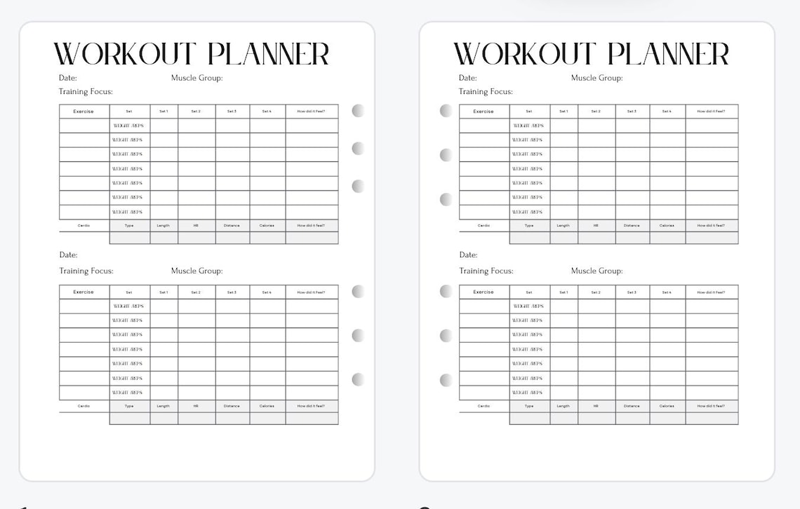 Workout Tracker Printable, Daily Exercise Log, Fitness Journal, Workout ...