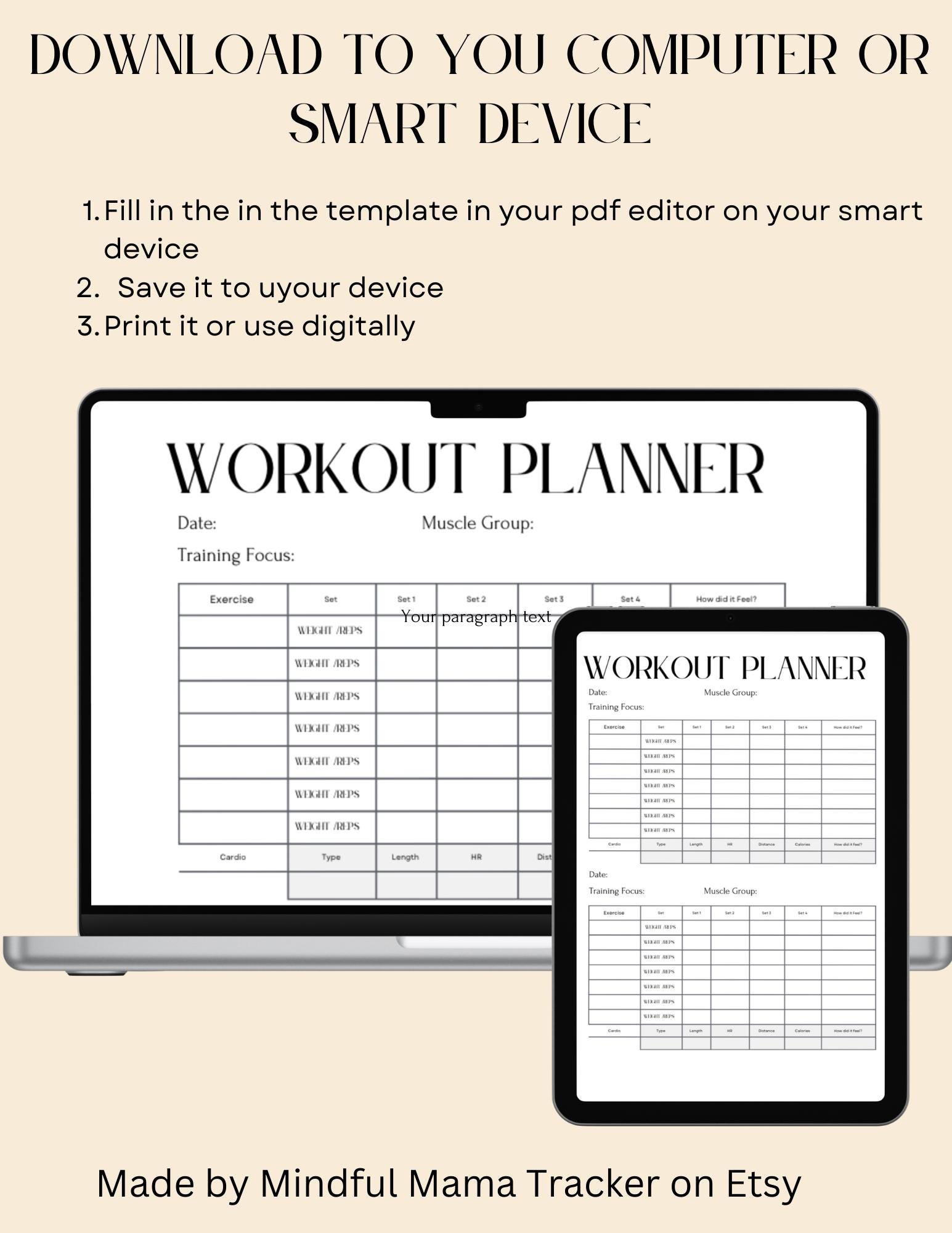 Workout Tracker Printable, Daily Exercise Log, Fitness Journal, Workout ...