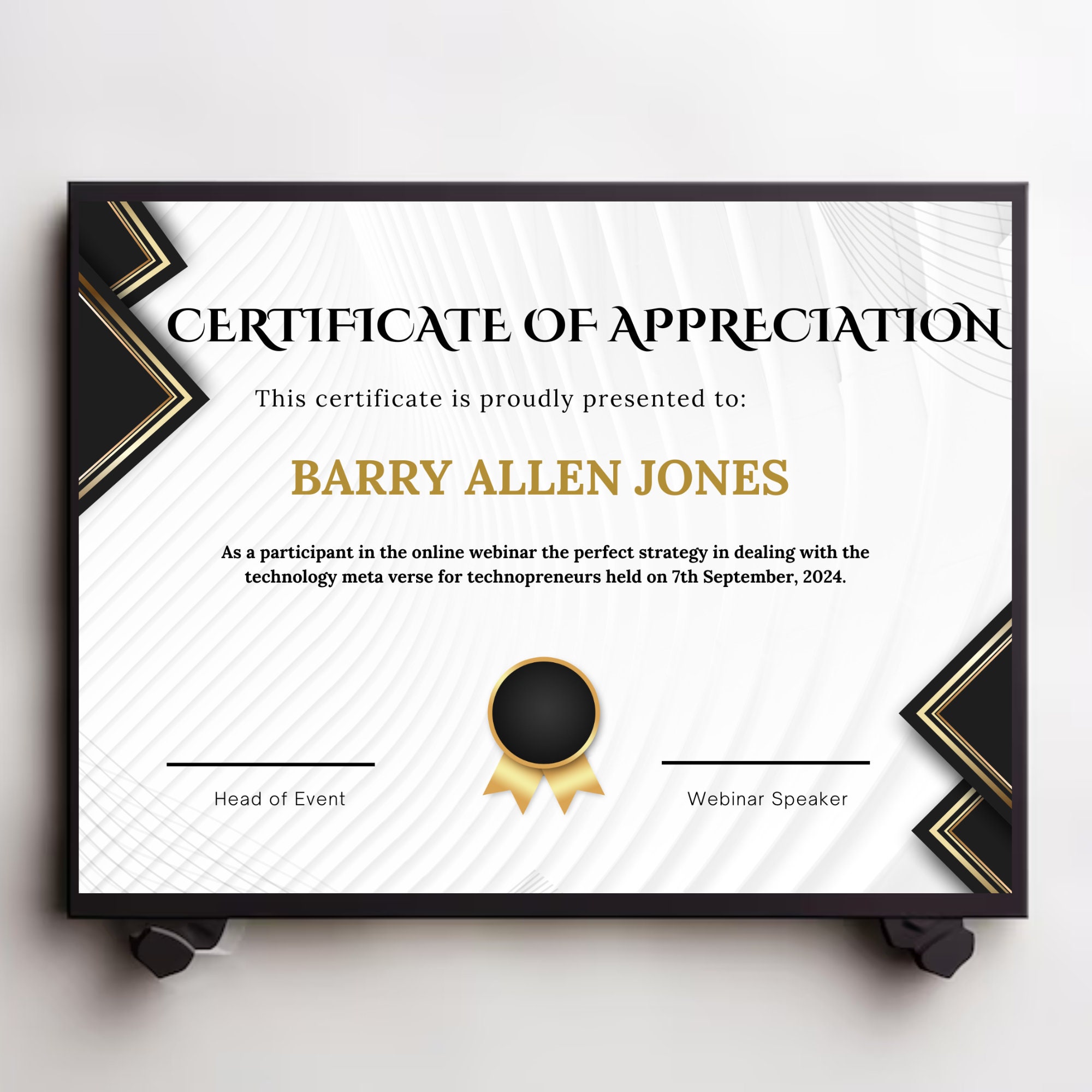 Golden Black Luxury Certificate of Achievement, Elegant Premium Design ...