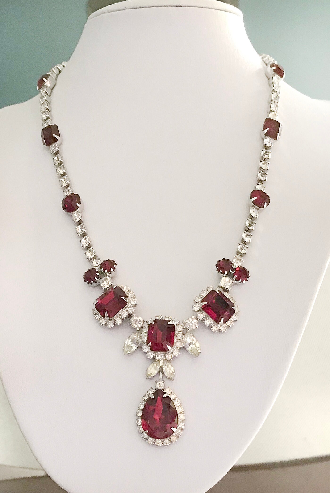 Vintage Jewelry Designer Kramer of New York Red Rhinestone Necklace ...