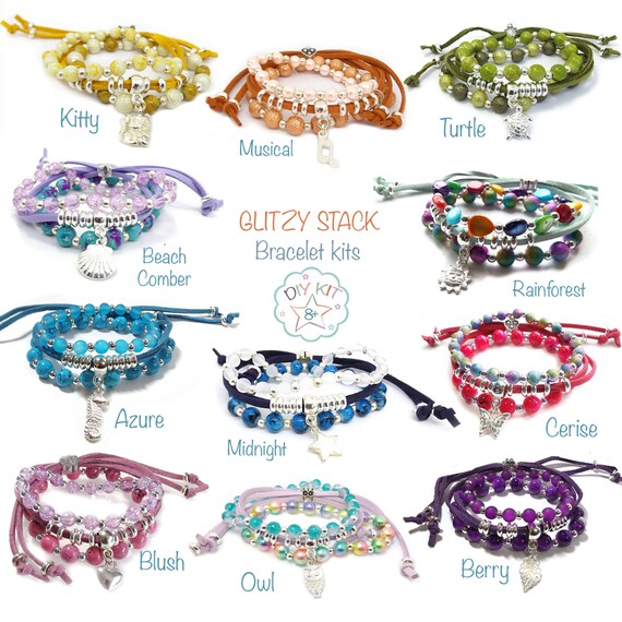 DIY Arm Candy Kit, Set of 3 stacking bracelets to make & wear in 10 colour ways. by The Jazzy ...