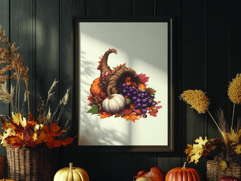 Cornucopia PNG, Fall Harvest Clipart, Thanksgiving Digital Download ...